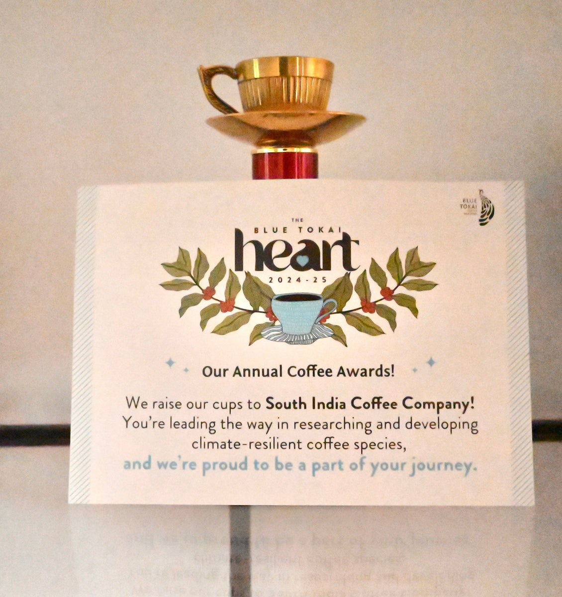SICC RECEIVES BLUE TOKAI AWARD 2024–25 – South India Coffee Company